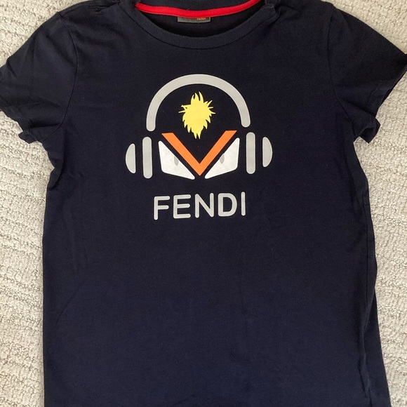 Fendi | Shirts & Tops | Fendi Boy Navy Shortsleeve Tshirt Size | Poshmark